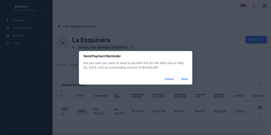 AltScore - Infraestructura de préstamos B2B